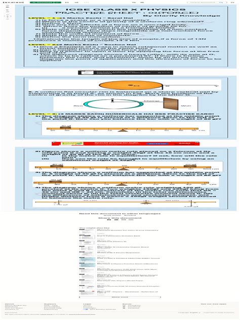 Icse Class X Physics Practise Sheet 1 Force Pdf Force Euclidean Vector Pdf Force Euclidean