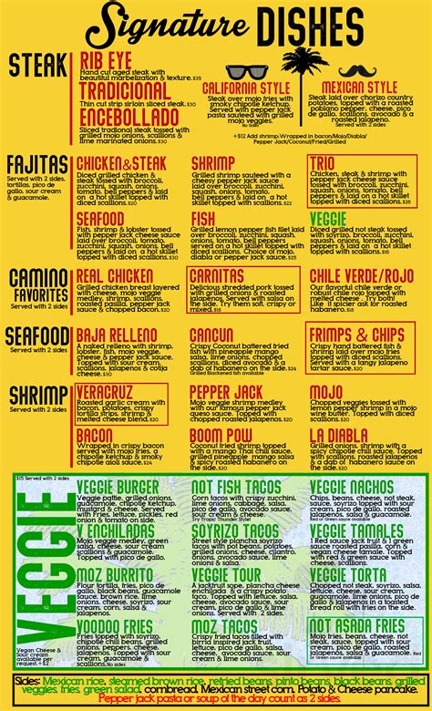 Menu Bakersfield Cas Camino Real Kitchen And Tequila Sirved
