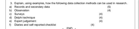 Explain Using Examples How The Following Data Collection Methods Can Be