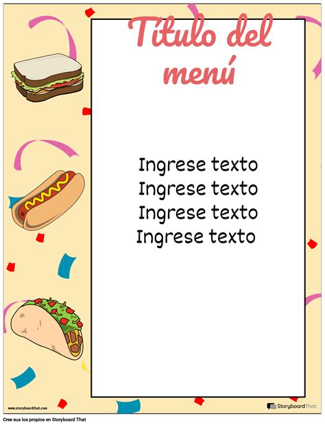 Plantillas De Tarjetas De Menú De Ensayo Plantillas De Menús De
