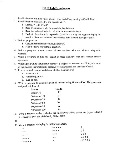 Syllabus Problem Solving And Lab List Of Lab Experiments 1