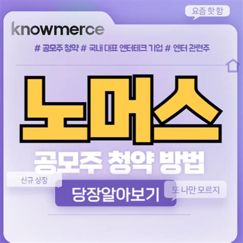 노머스 공모주 청약 엔터주 물들어올 때 한다