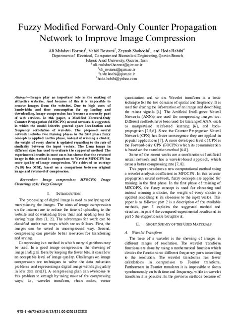 Pdf Fuzzy Modified Forward Only Counter Propagation Network To Improve Image Compression