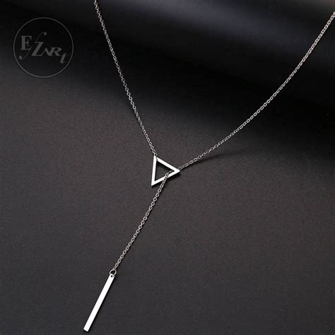 Geometric Triangle Star Stick Pendant Necklace Triangle Star Stick