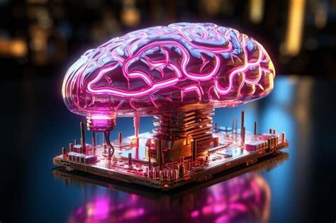 Premium Photo The Brain Model Placed On An Electronic Circuit Board