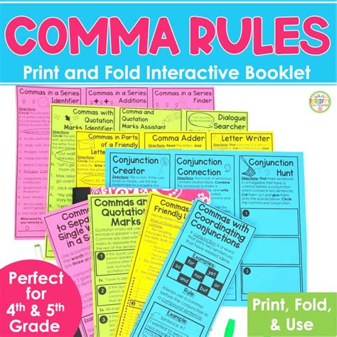 Comma Rules Anchor Charts And Foldable Worksheets Commas In A Series In