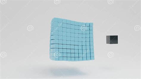 3d Rendering Of An Array Of Blue Cubes Assembled Into A Large Cube And