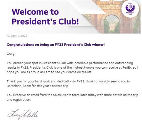 Fedex Presidents Club Is The Highest Award That Recognises The Top