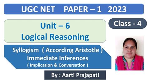 Ugc Net Paper 1 Logical Reasoning Unit 6 Class 4 By Aarti Prajapati Youtube