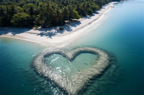 Premium Ai Image Aerial View Of A Heart Shaped Beach With A Sandy