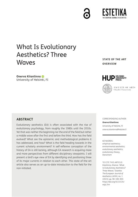 Pdf What Is Evolutionary Aesthetics Three Waves