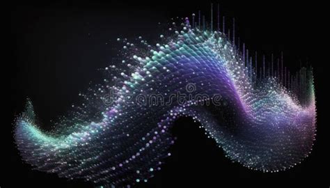Abstract Digital Spectral Colors Wave With Flowing Small Particles