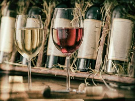 Wine Testing At The Storage Glass Of Wine And Wine Bottle In The Wine