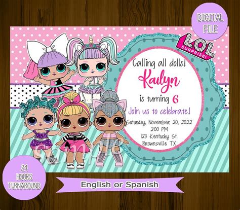 Lol Girl Birthday Party Invitation Lol Invite Lol Party Ideas Surprise Birthday Invitations