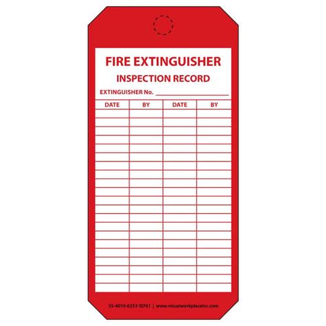 Polytag Fire Extinguisher Inspection Record Visual Workplace Inc