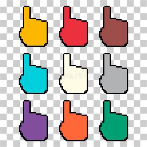 set of finger pixel icon web cursor click mouse symbol computer