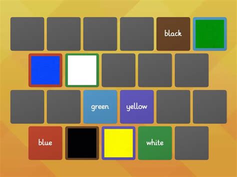 MEMORY GAME Colors In English Matching Pairs