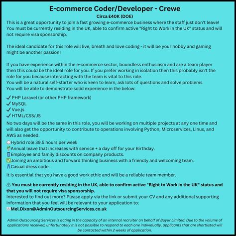 E Commerce Coderdeveloper Vacancy Crewe Great Company To Work At