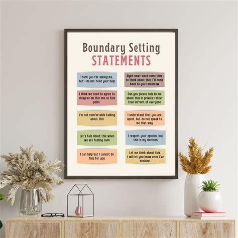 Boundary Setting Statements Psychology Poster Therapy Office Decor Self