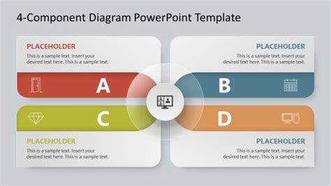 Simple 4 Component Slide Template With Core Element For Powerpoint