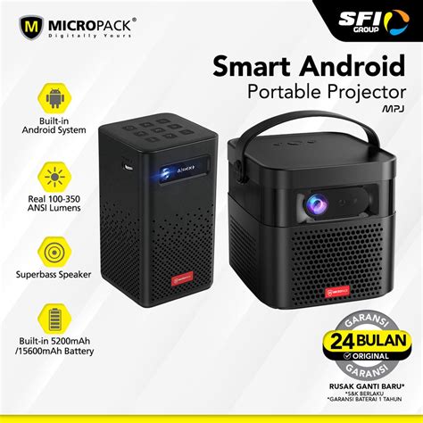Jual Smart Android Projector Micropack Projector Portable Include Battery And Speaker Mpj 01