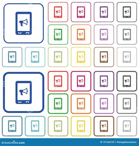 Mobile Reading Aloud Outlined Flat Color Icons Stock Vector Illustration Of Megaphone Multi