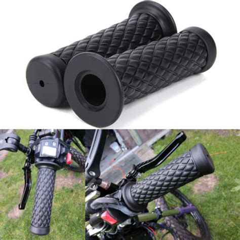 22mm 78 Handlebar Grips Motorcycle Universal Black Rubber Motorbike