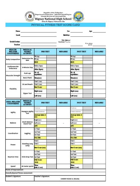 Pft Card Template 1 Pdf Physical Fitness Body Shape