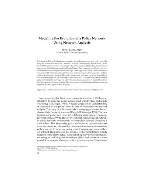 Pdf Modeling The Evolution Of A Policy Network Using Network Analysis