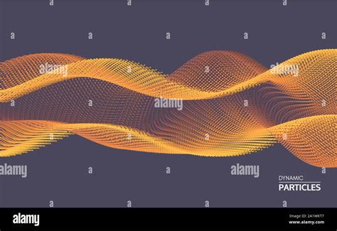 Wavy Background Array With Dynamic Particles Composition With Motion