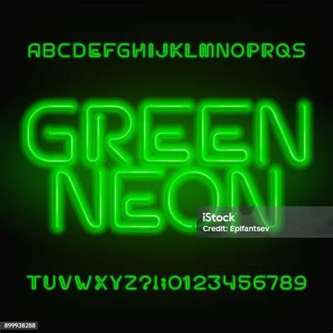 녹색 네온 튜브 알파벳 글꼴입니다 네온 컬러 문자와 숫자 0명에 대한 스톡 벡터 아트 및 기타 이미지 0명 개체 그룹 네온 Istock