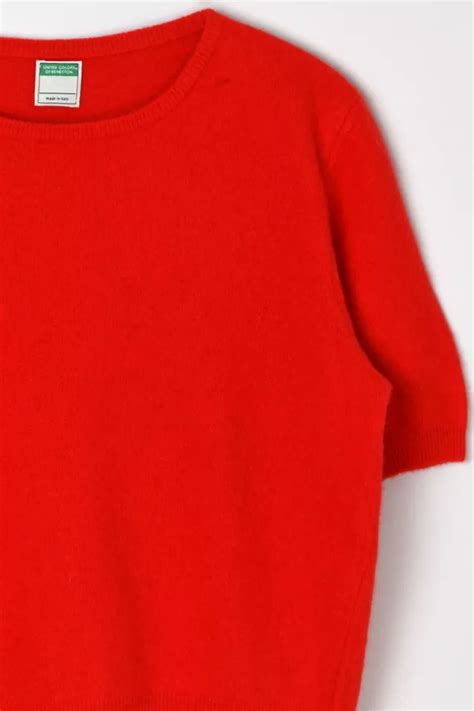 Vintage 90s Benetton Scarlet Red Short Sleeve Sweater Urban Outfitters