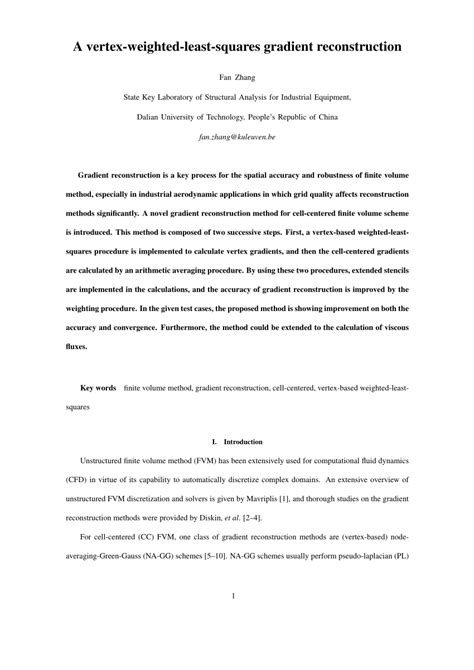 Pdf A Vertex Weighted Least Squares Gradient Reconstruction