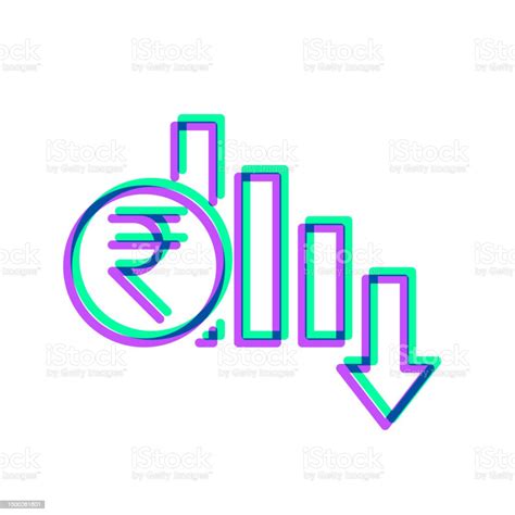 Indian Rupee Rate Decrease Icon With Two Color Overlay On White