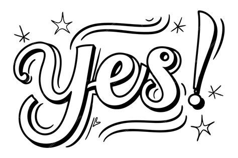 Bold And Stylized Typography Design Word Yes Black And White Premium