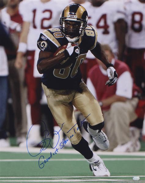 Isaac Bruce Signed Rams 16x20 Photo Inscribed Greatest Show On Turf