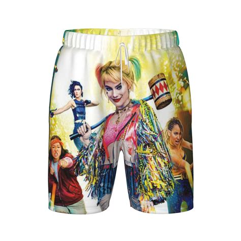 Harley Quinn Bird Prey Teen Swim Trunks Summer Beach Board Shorts Quick