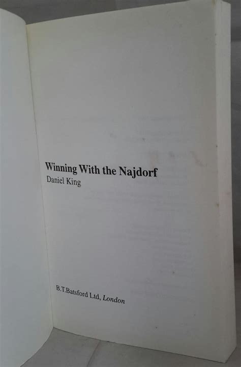 Winning With The Najdorf By King Daniel 2001 Addyman Books