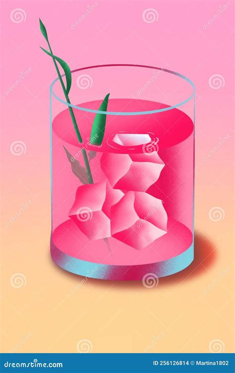 Pink Cocktail With Ice Stock Illustration Illustration Of Berry