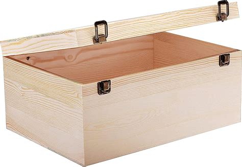 Large Unfinished Wooden Storage Box With Hinged Lid 14” X 10” X 65