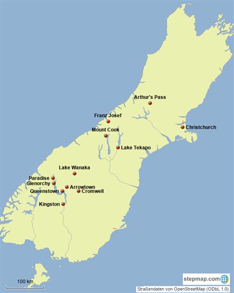 South Island New Zealand Map