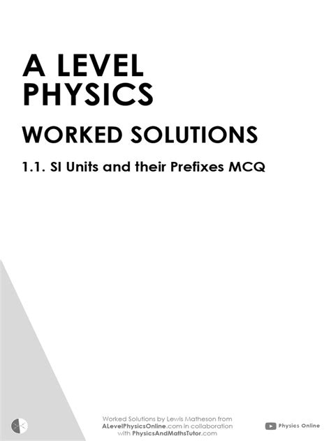 1 1 Si Units And Their Prefixes Mcq Ma Pdf Force International System Of Units