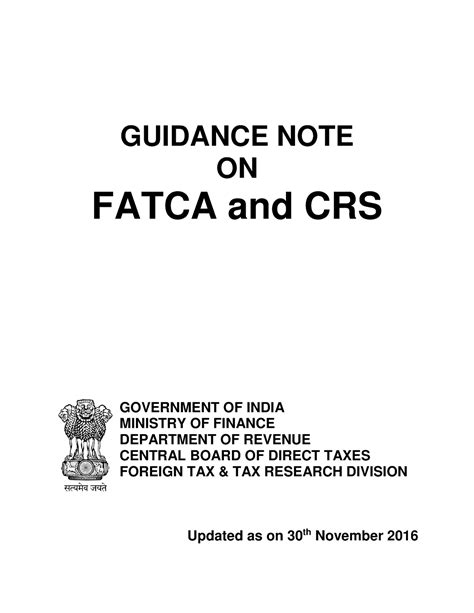 Guidance Note On Fatca Crs Guidance Note On Fatca And Crs Government Of India Ministry Of