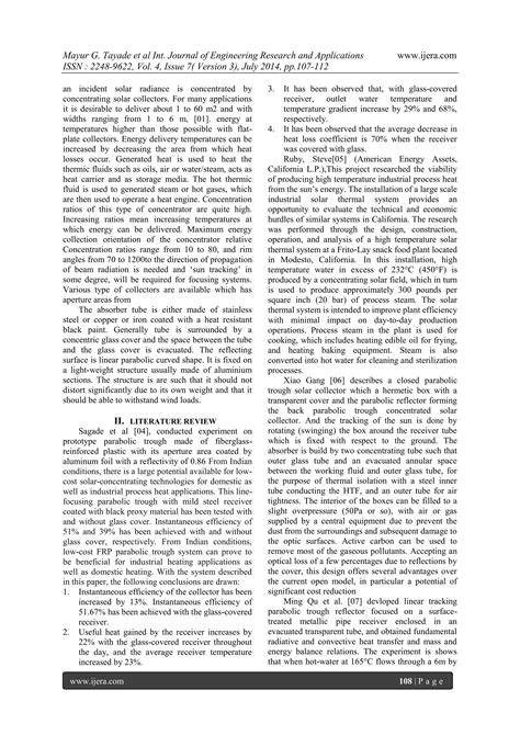 Fabrication Designing And Performance Analysis Of Solar Parabolic Trough