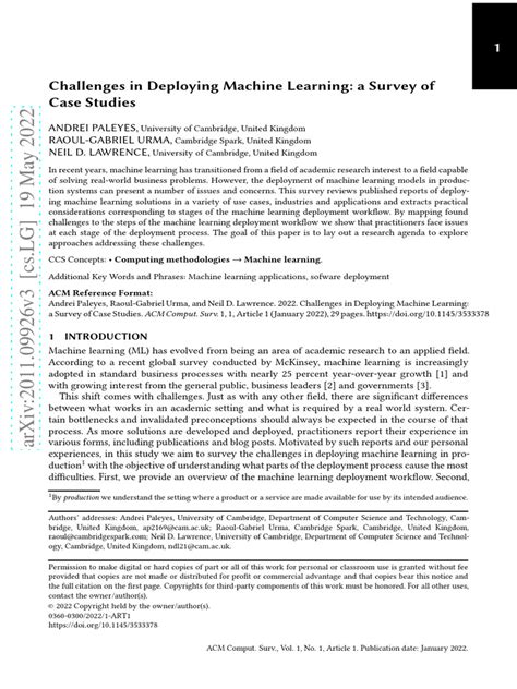 Challenges In Deploying Machine Learning Download Free Pdf Machine
