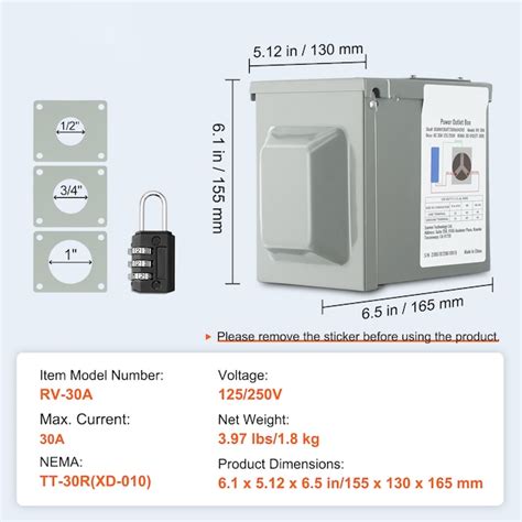 Vevor 30 Amp Rv Power Outlet Box 125250 Volt Enclosed Lockable Outdoor