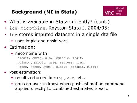 Ppt A New Architecture For Handling Multiply Imputed Data In Stata