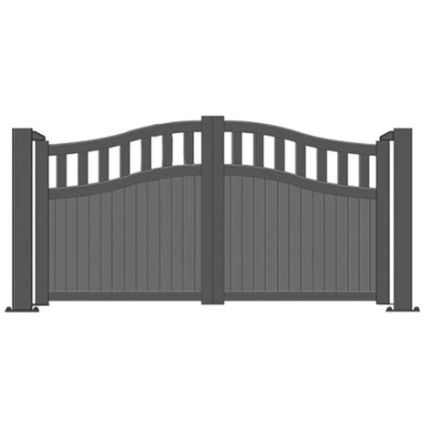 Aluminium Double Swing Driveway Gates With Posts And Hinges Grey