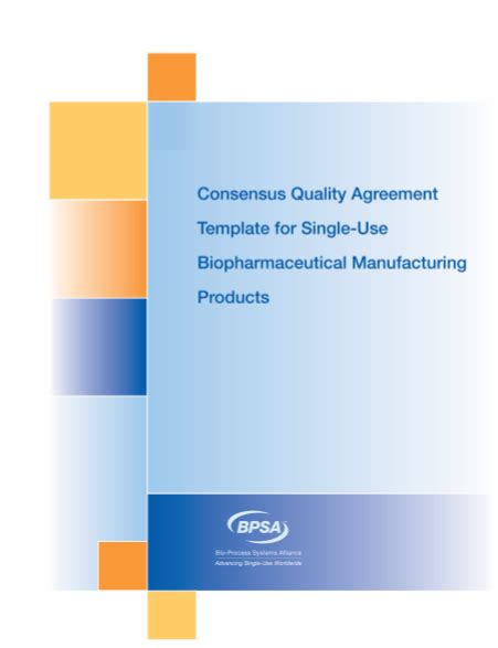 Product Bpsa Quality Agreement Template For Single Use Products Bpsa