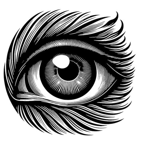 Premium Vector A Drawing Of A Peacock Eye With A Large Eye And A